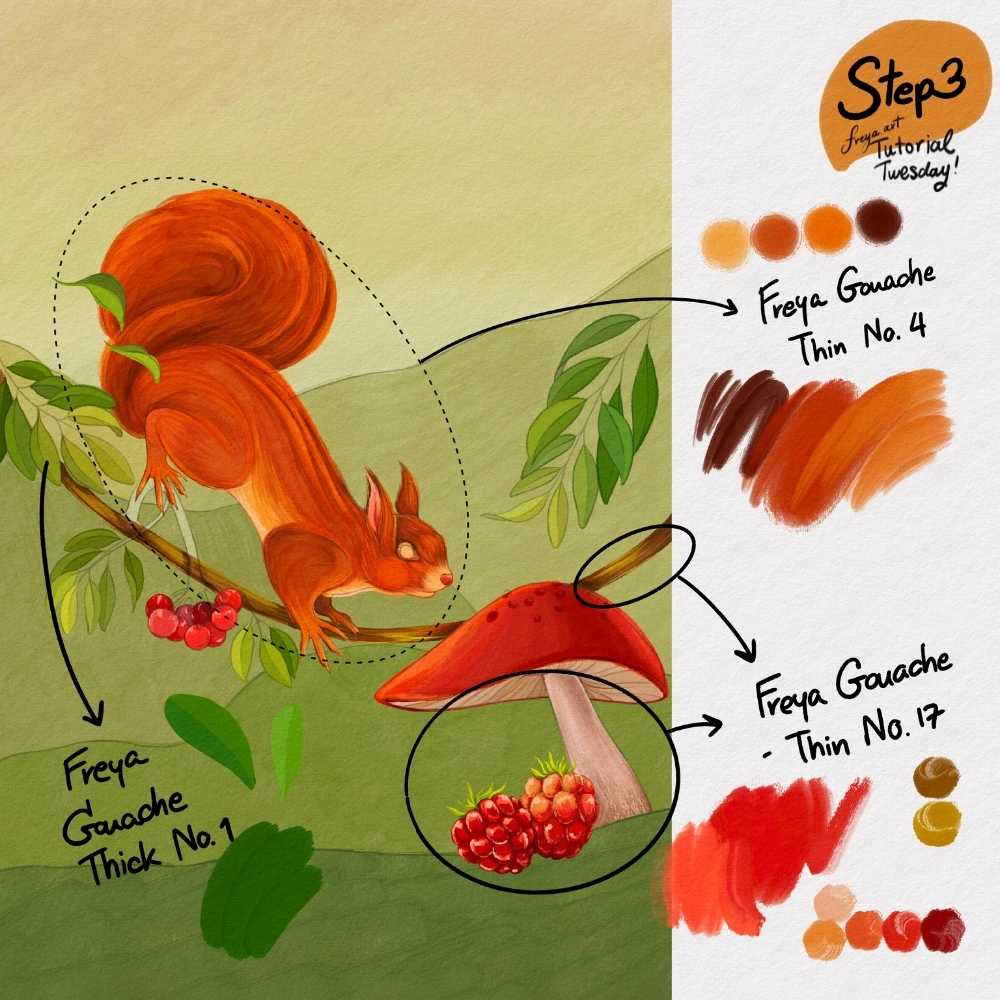 Gouache Squirrel Tutorial for Procreate
